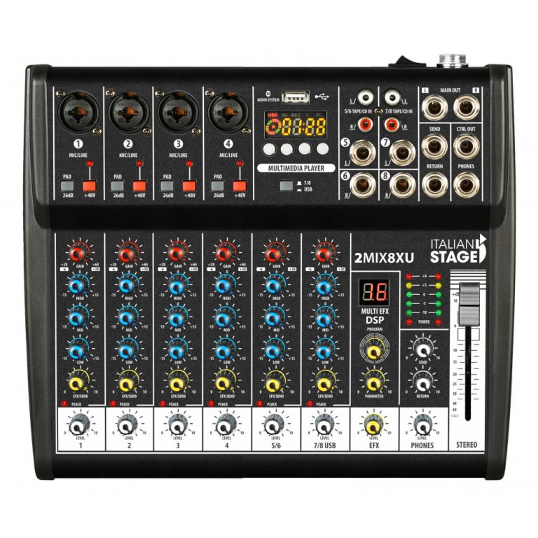 2MIX8XU Mixer 8 canales, Usb Proel - Audiocustom
