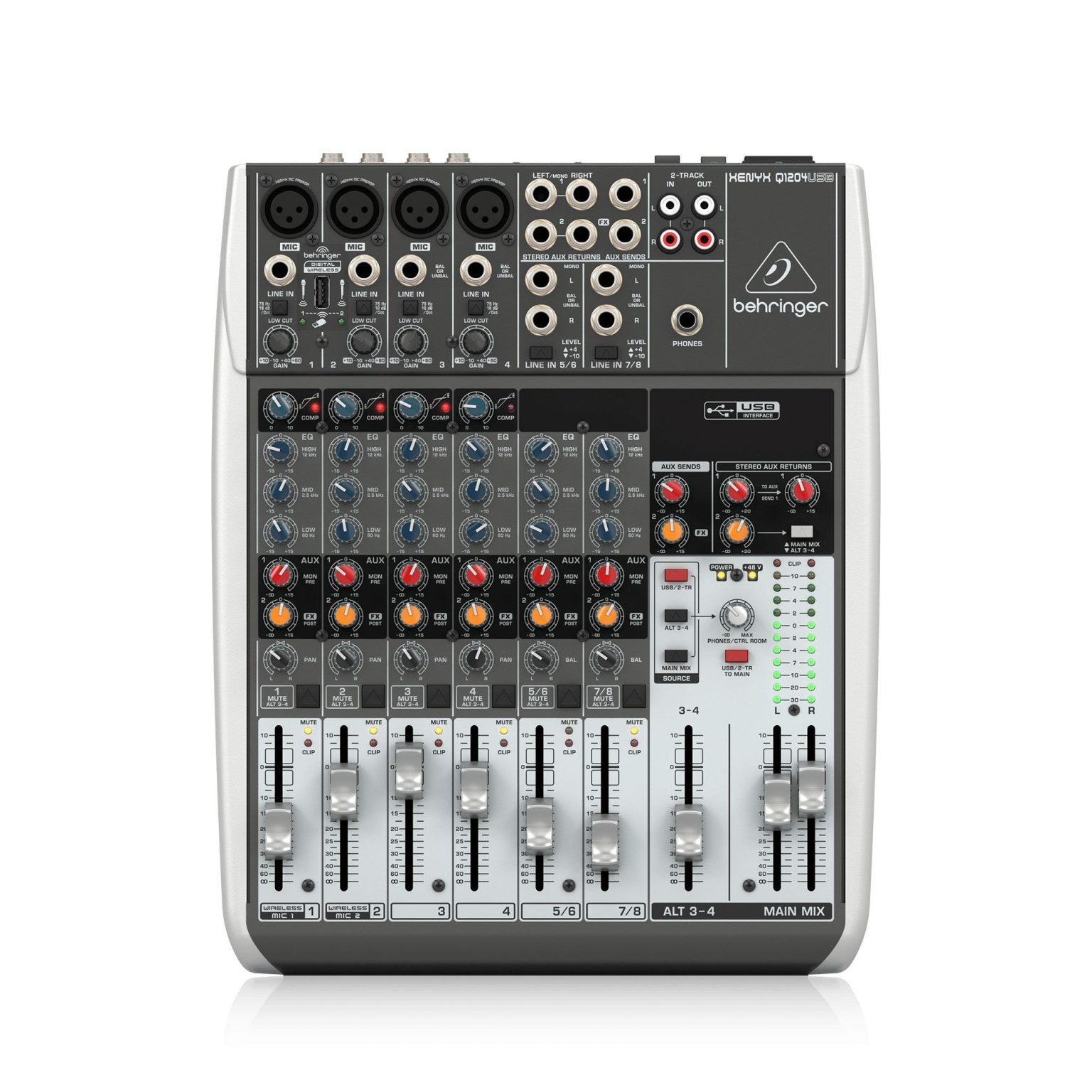 Q1204USB Mixer análogo 4 Mic + 2st + USB Behringer - Audiocustom